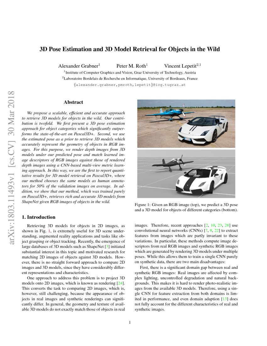 3d Pose Estimation And 3d Model Retrieval For Objects In The Wild Deepai