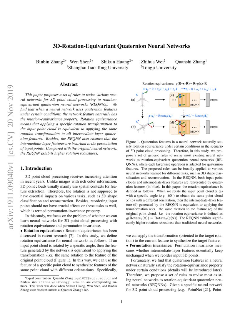 3D-Rotation-Equivariant Quaternion Neural Networks | DeepAI