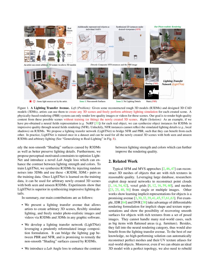 3d Scene Creation And Rendering Via Rough Meshes A Lighting Transfer