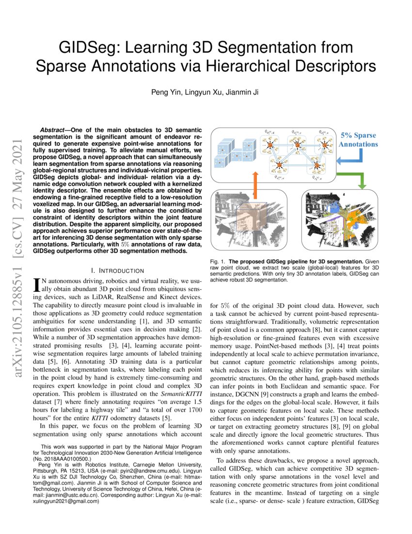 3d Segmentation Learning From Sparse Annotations And Hierarchical Descriptors Deepai