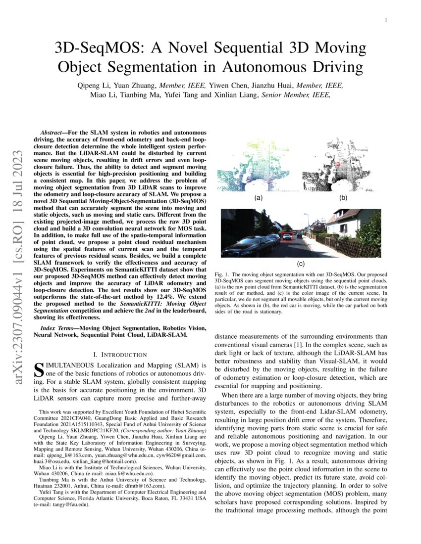 3d Seqmos A Novel Sequential 3d Moving Object Segmentation In