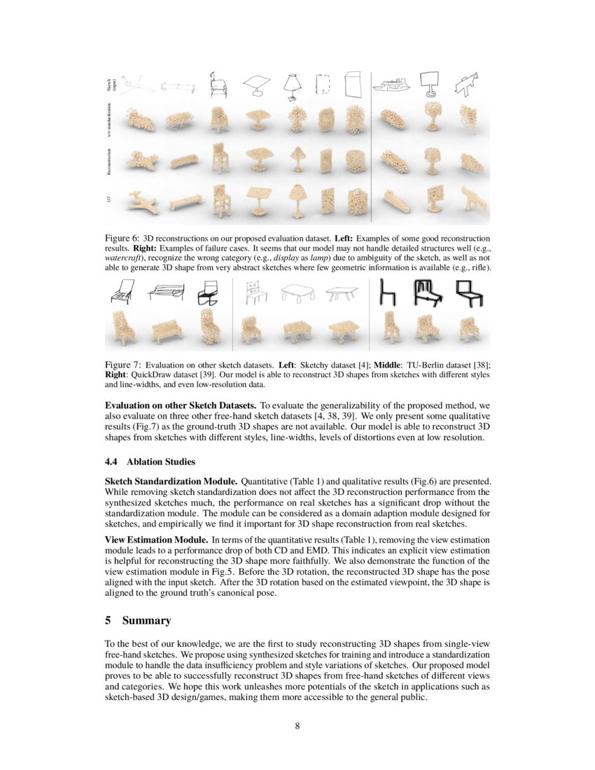 3D Shape Reconstruction from Free-Hand Sketches | DeepAI