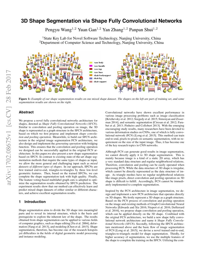3d Shape Segmentation Via Shape Fully Convolutional Networks Deepai 