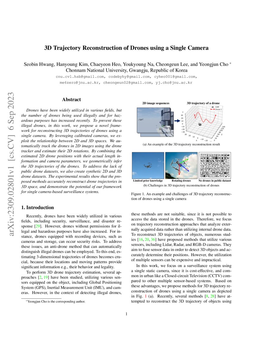 3d Trajectory Reconstruction Of Drones Using A Single Camera Deepai
