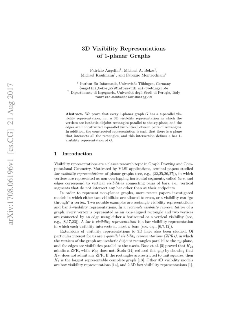 3D Visibility Representations of 1-planar Graphs | DeepAI