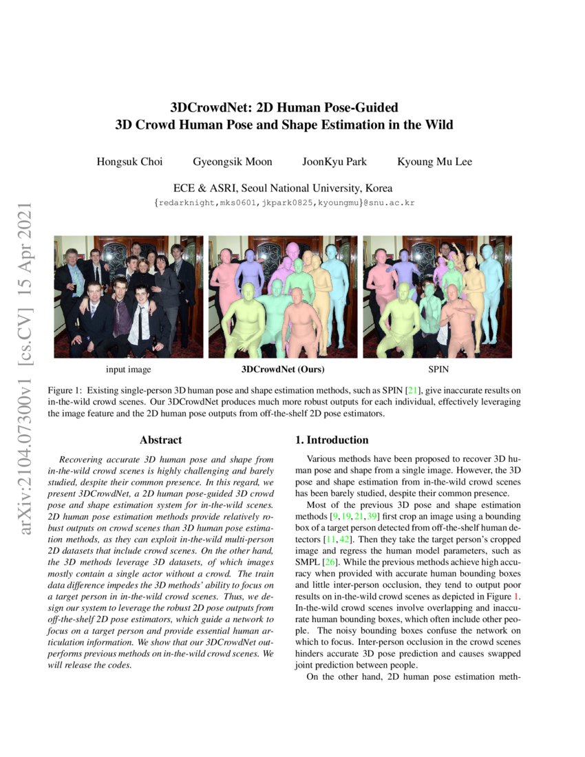 3DCrowdNet: 2D Human Pose-Guided3D Crowd Human Pose and Shape ...