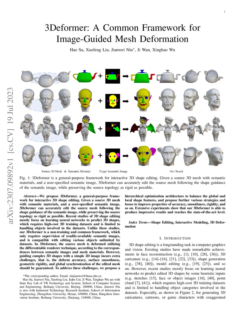 3Deformer: A Common Framework for Image-Guided Mesh Deformation | DeepAI