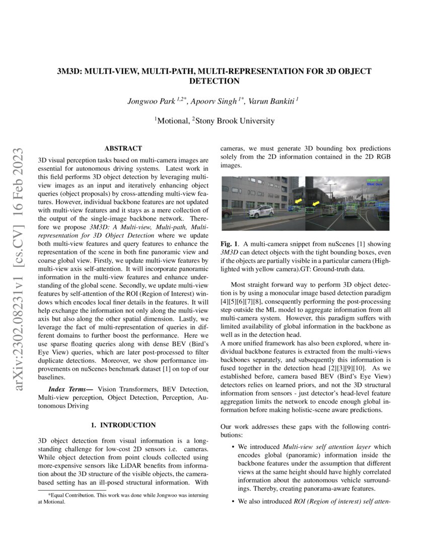 3M3D: Multi-view, Multi-path, Multi-representation for 3D Object Detection | DeepAI