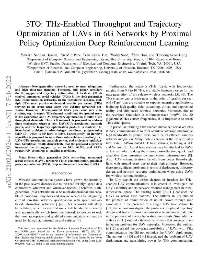 3TO: THz-Enabled Throughput and Trajectory Optimization of UAVs in 6G ...