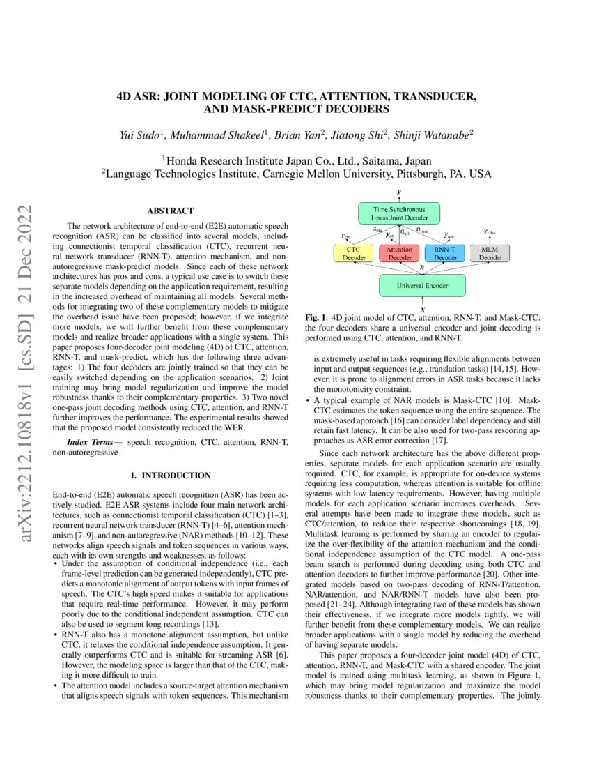 4d Asr Joint Modeling Of Ctc Attention Transducer And Mask Predict
