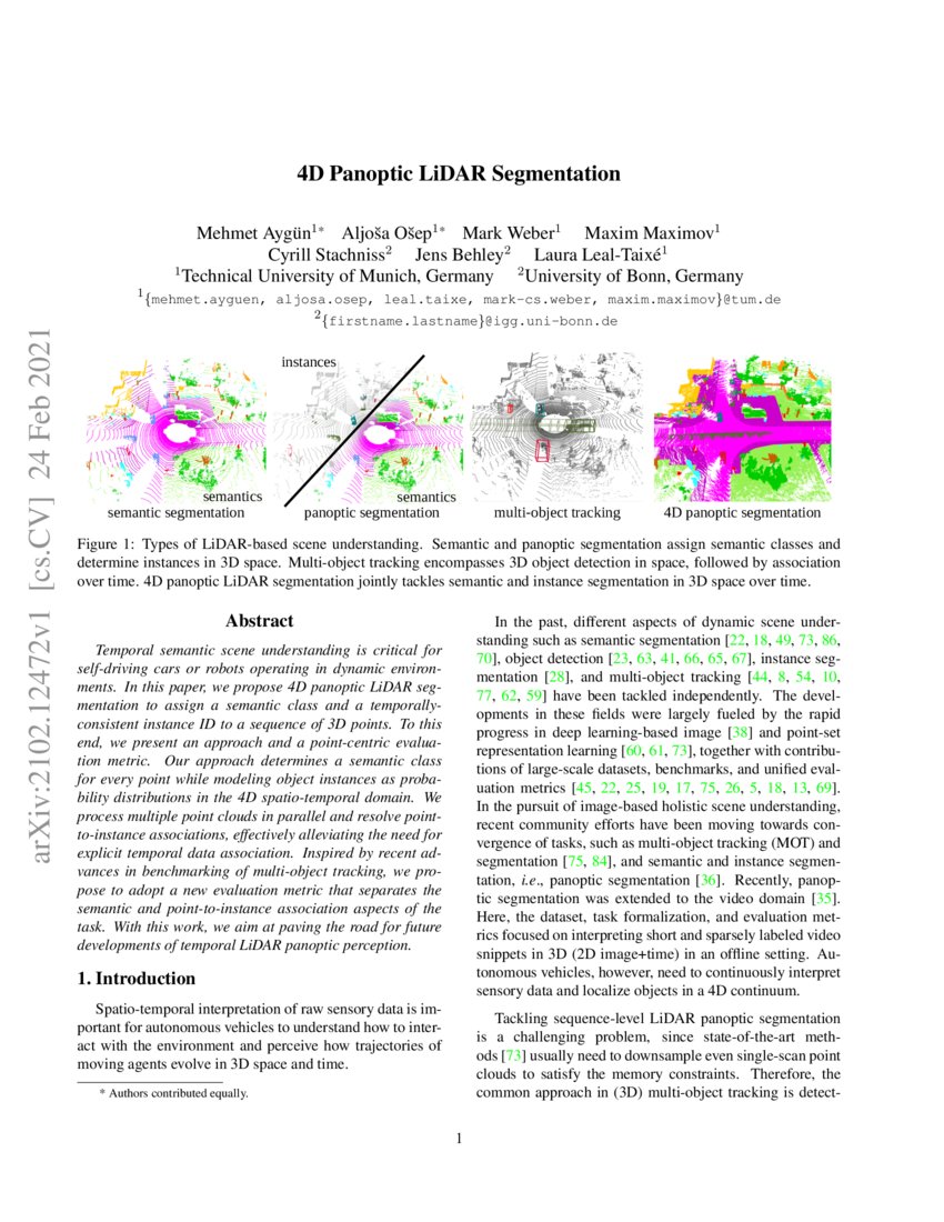 4D Panoptic LiDAR Segmentation | DeepAI