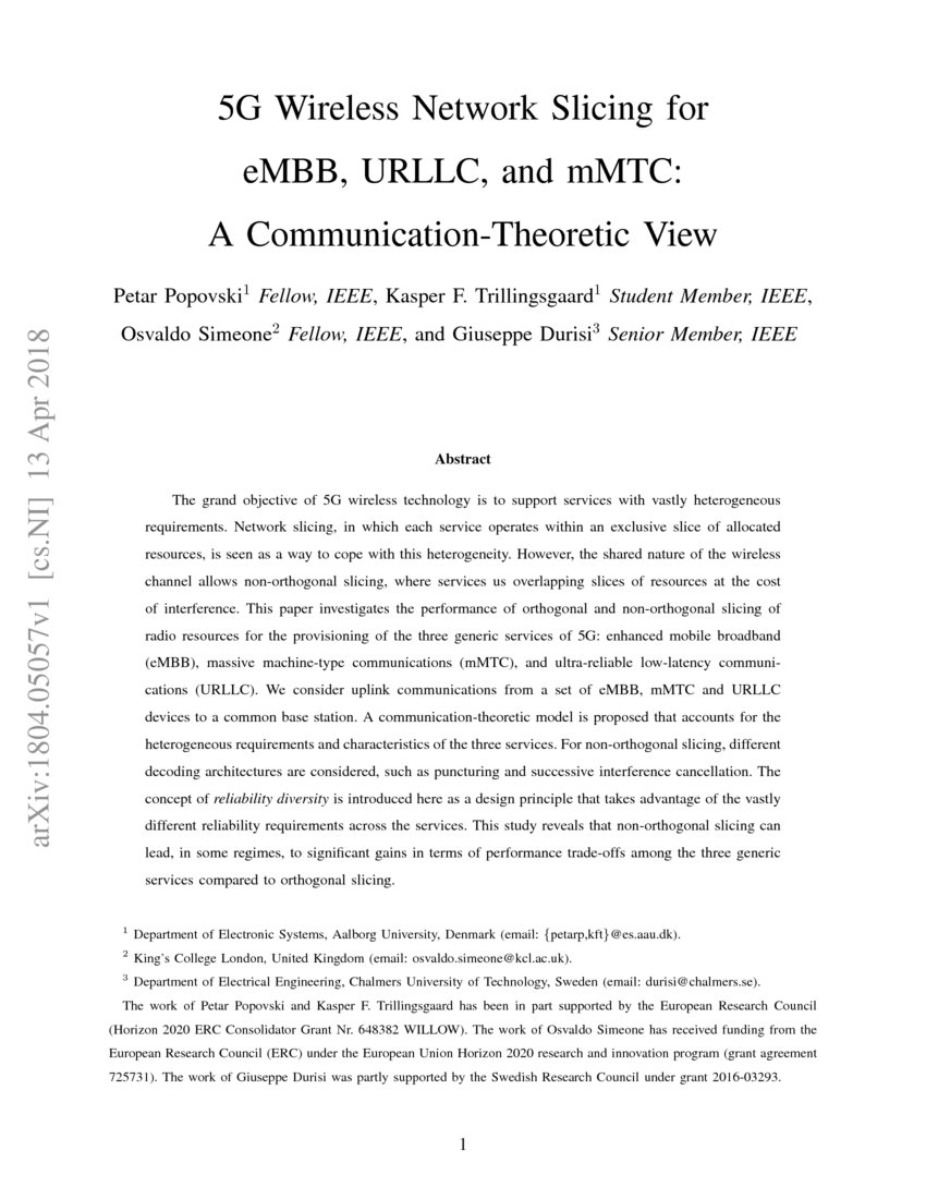 5g Wireless Network Slicing For Embb Urllc And Mmtc A Communication Theoretic View Deepai