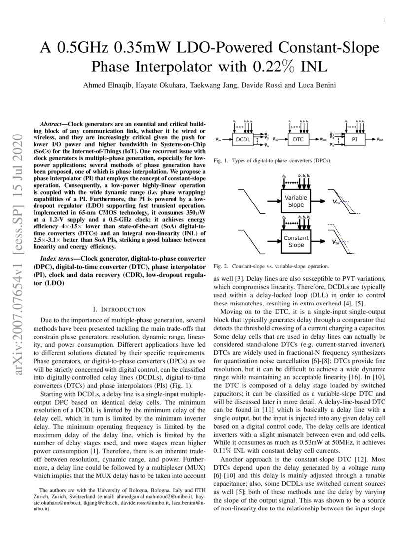 A 0.5GHz 0.35mW LDO-Powered Constant-Slope Phase Interpolator with 0.22 ...