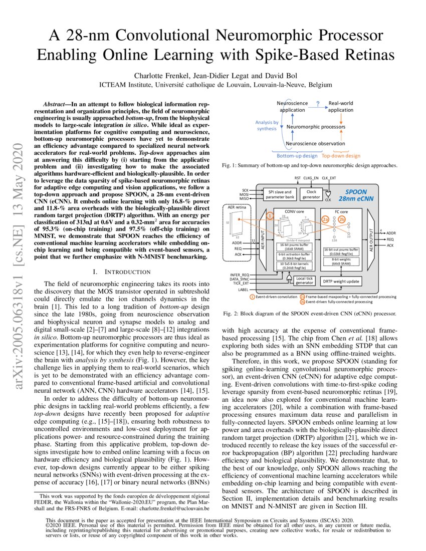 A 28-nm Convolutional Neuromorphic Processor Enabling Online Learning with Spike-Based Retinas ...