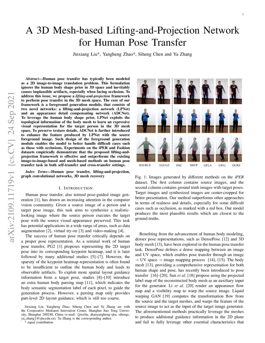 A 3D Mesh-based Lifting-and-Projection Network for Human Pose Transfer ...