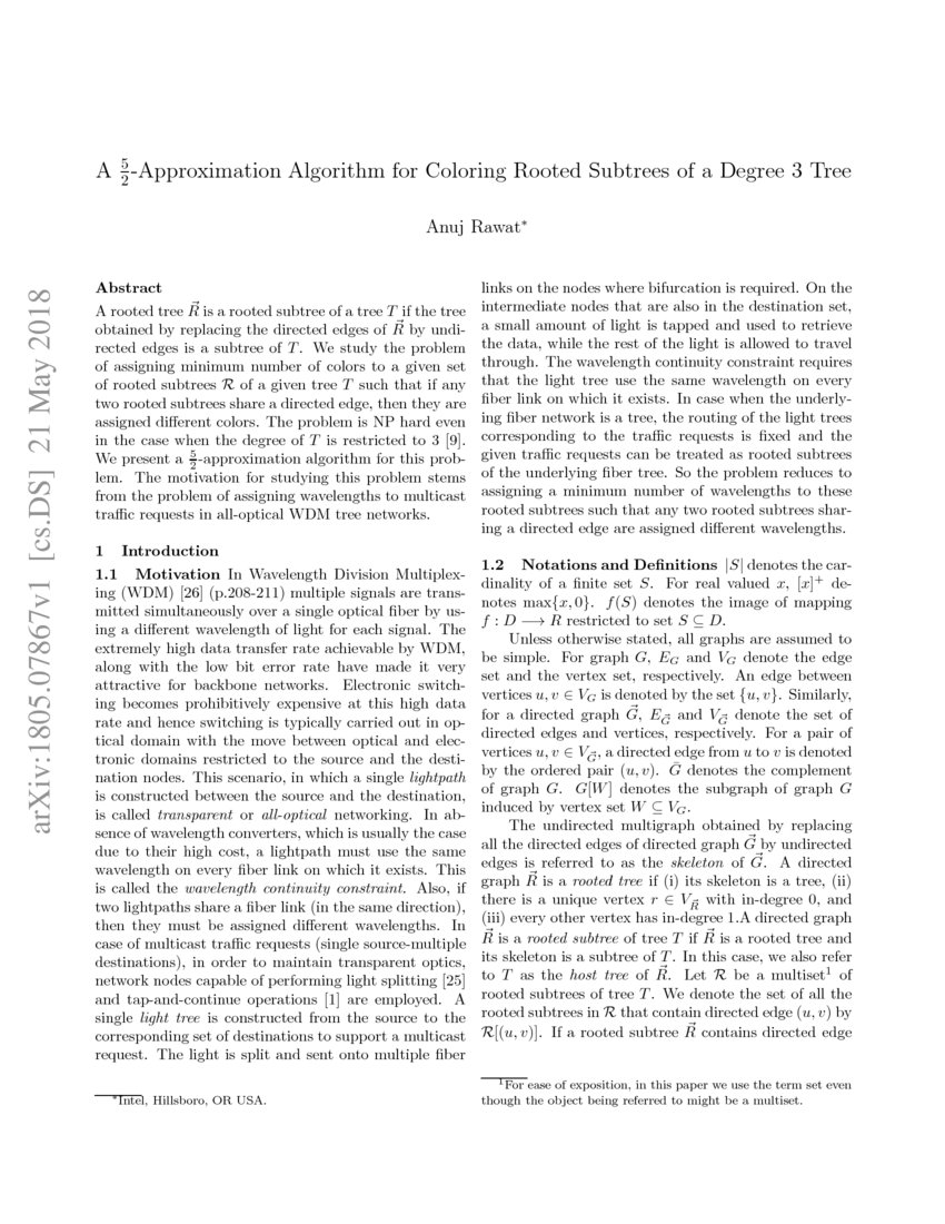 A 52 Approximation Algorithm For Coloring Rooted Subtrees Of A Degree 1672