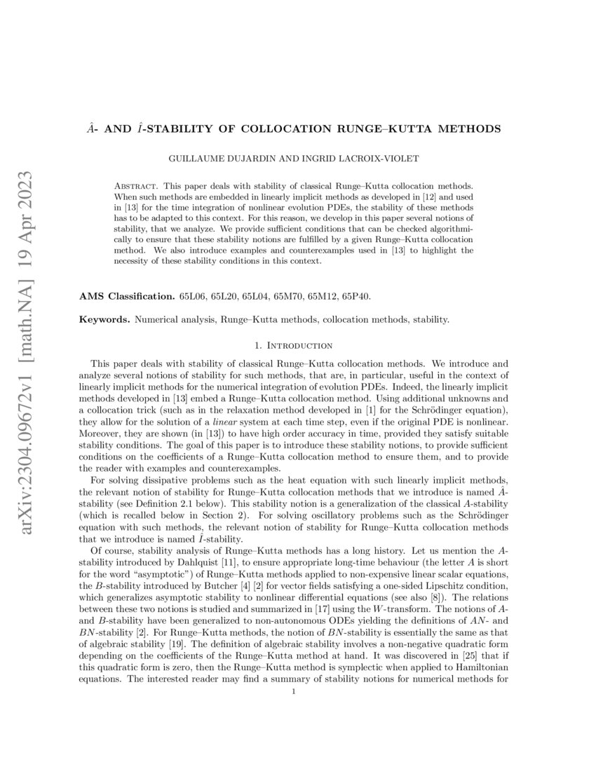 Â-and Î-stability of collocation Runge-Kutta methods | DeepAI