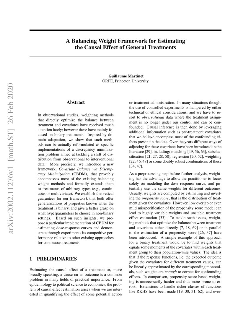 A Balancing Weight Framework for Estimating the Causal Effect of General Treatments | DeepAI