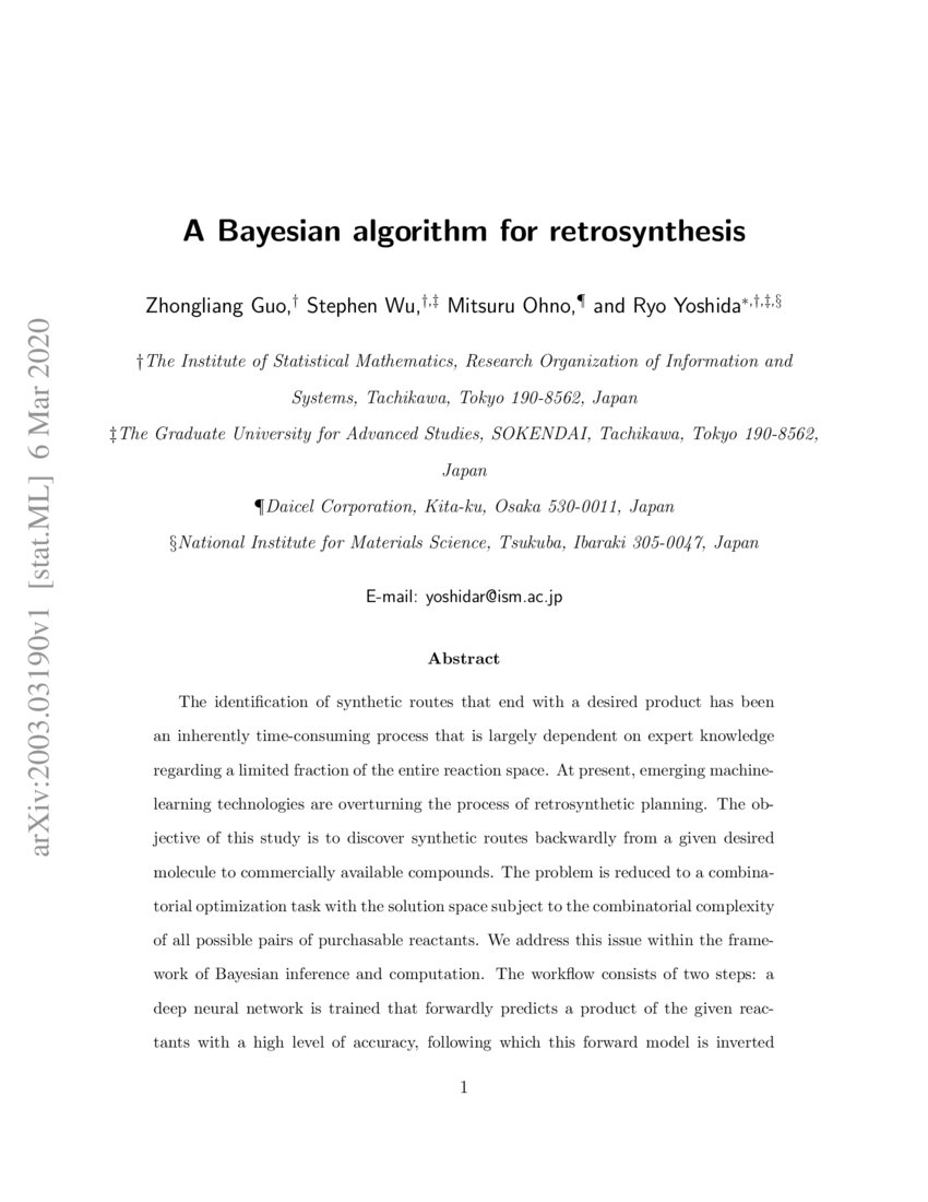 A Bayesian algorithm for retrosynthesis | DeepAI