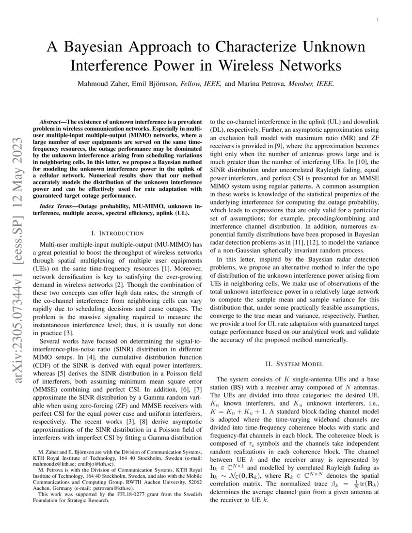 A Bayesian Approach To Characterize Unknown Interference Power In