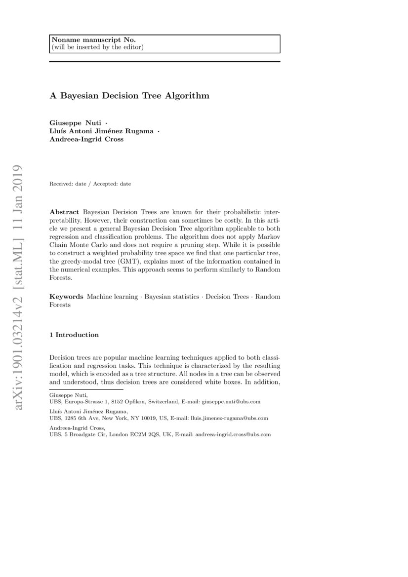 A Bayesian Decision Tree Algorithm | DeepAI