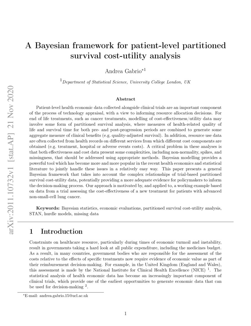 A Bayesian framework for patient-level partitioned survival cost ...