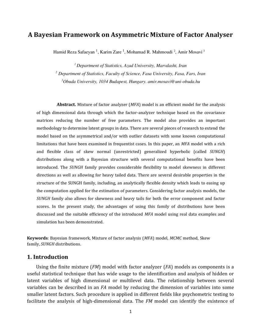 A Bayesian Framework On Asymmetric Mixture Of Factor Analyser Deepai