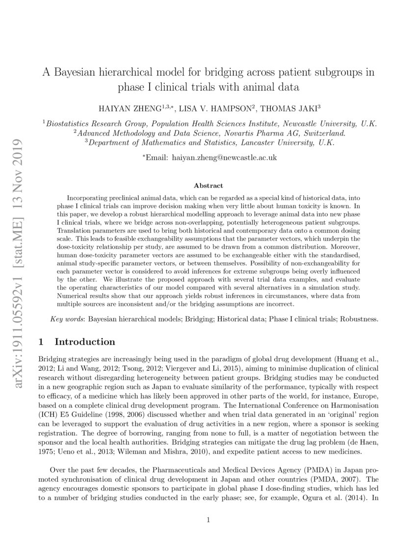 A Bayesian hierarchical model for bridging across patient subgroups in ...