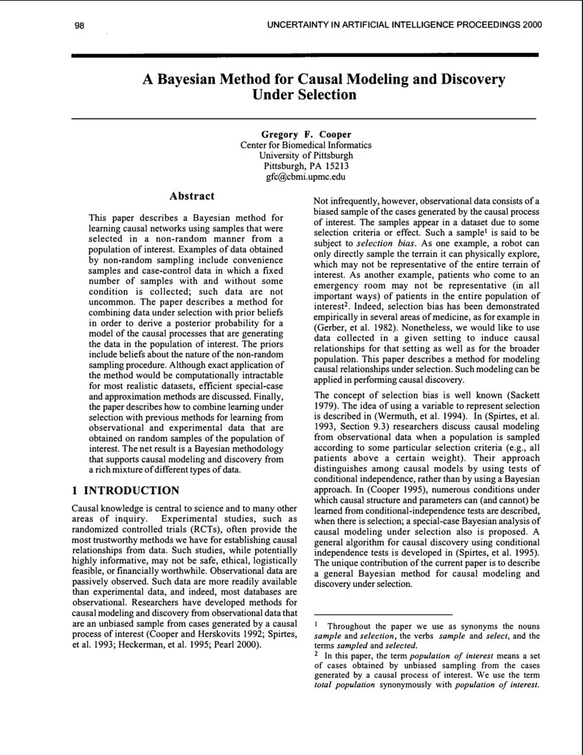 A Bayesian Method For Causal Modeling And Discovery Under Selection
