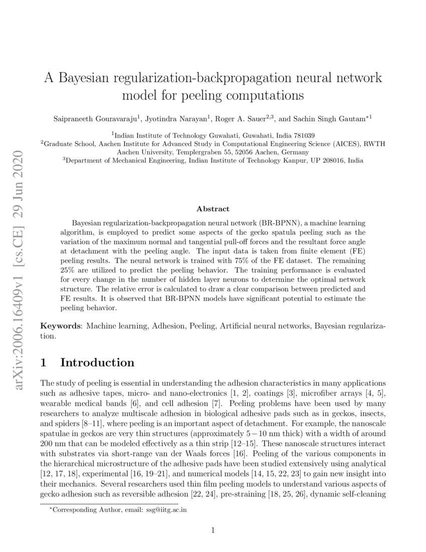 A Bayesian Regularization Backpropagation Neural Network Model For Peeling Computations Deepai