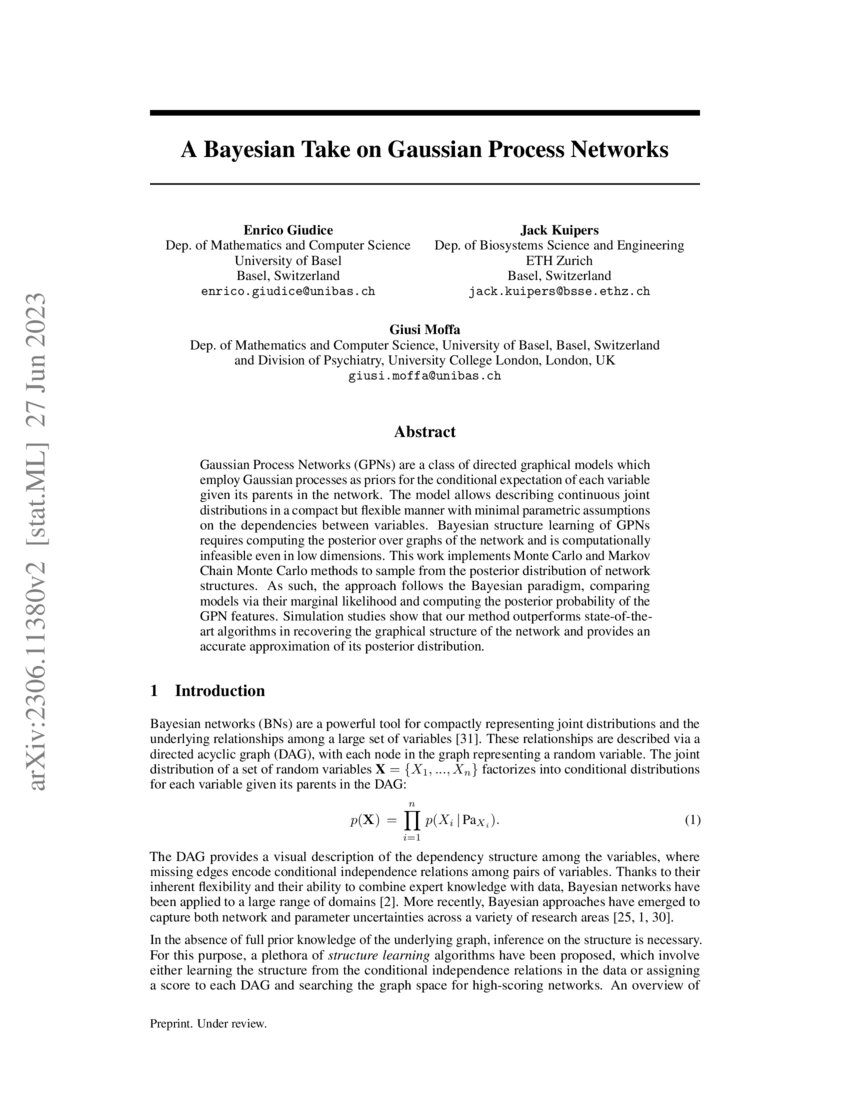 A Bayesian Take on Gaussian Process Networks | DeepAI