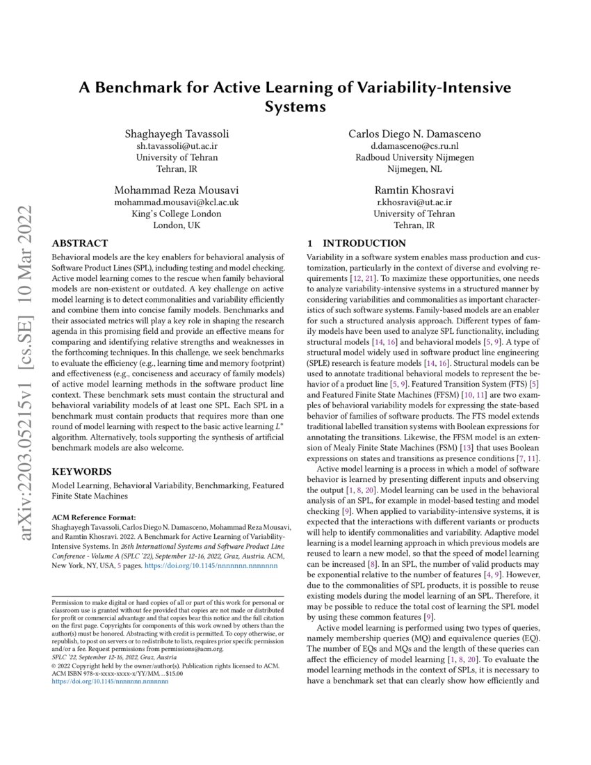 A Benchmark For Active Learning Of Variability Intensive Systems Deepai