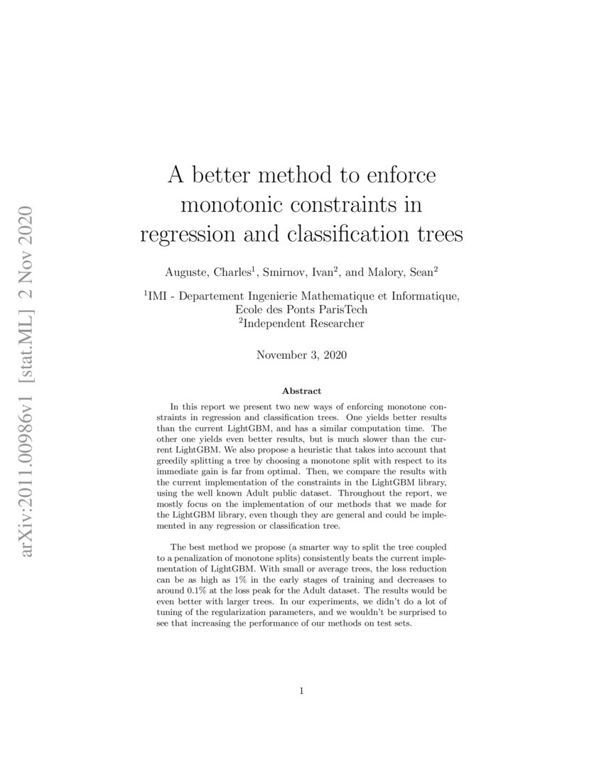 A better method to enforce monotonic constraints in regression and classification trees | DeepAI