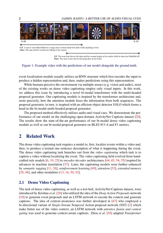 A Better Use of Audio-Visual Cues: Dense Video Captioning with Bi-modal Transformer | DeepAI