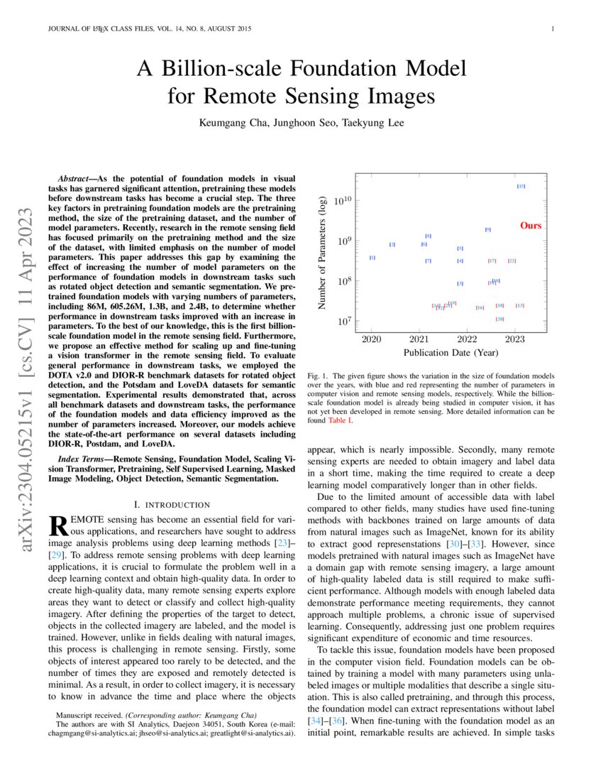 A Billion-scale Foundation Model for Remote Sensing Images | DeepAI
