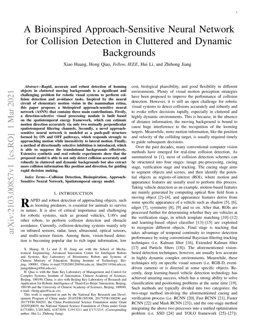 A Bioinspired Approach-Sensitive Neural Network for Collision Detection in Cluttered and Dynamic ...