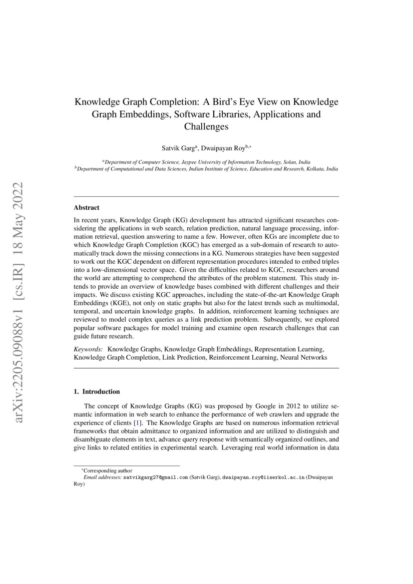 A Birds Eye View on Knowledge Graph Embeddings, Software Libraries ...