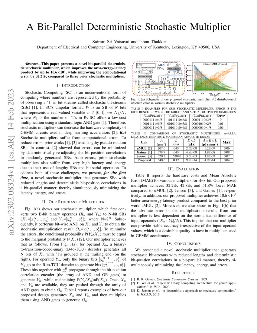 A Bit-Parallel Deterministic Stochastic Multiplier | DeepAI