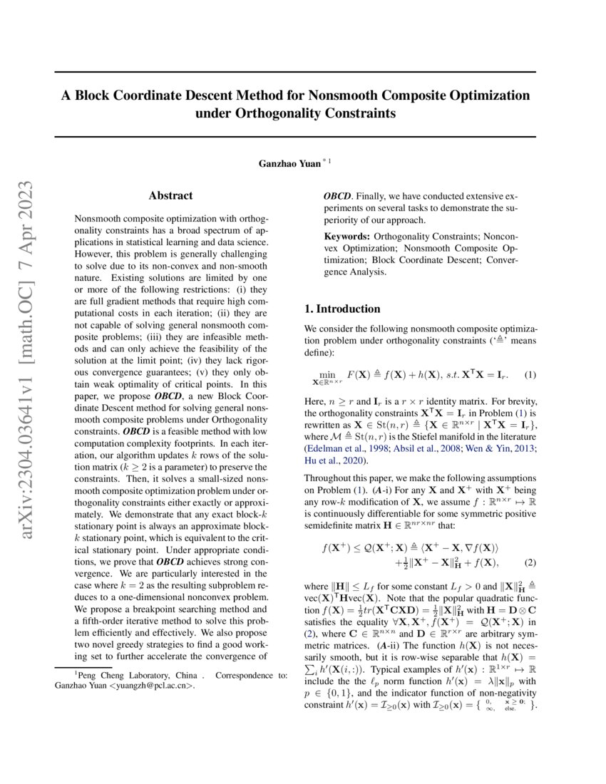 A Block Coordinate Descent Method For Nonsmooth Composite Optimization Under Orthogonality
