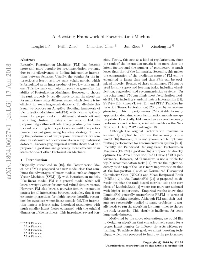 A Boosting Framework of Factorization Machine | DeepAI