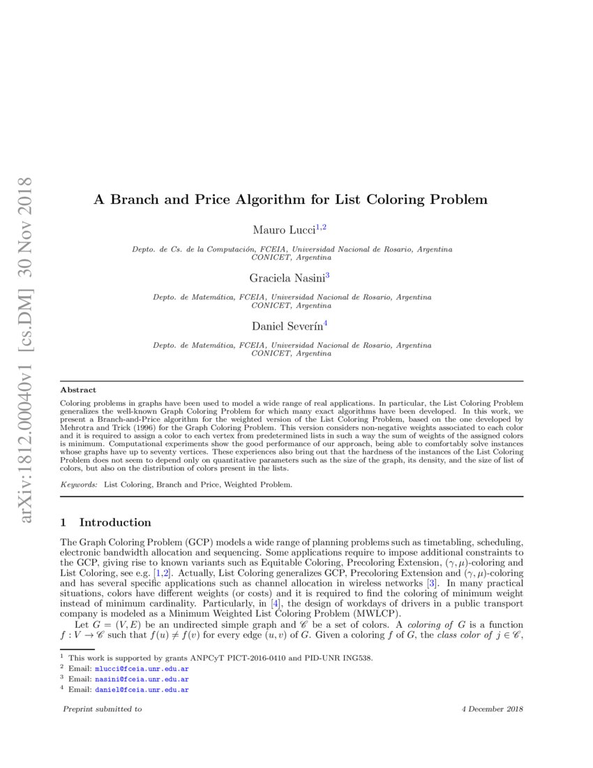 A Branch And Price Algorithm For List Coloring Problem Deepai