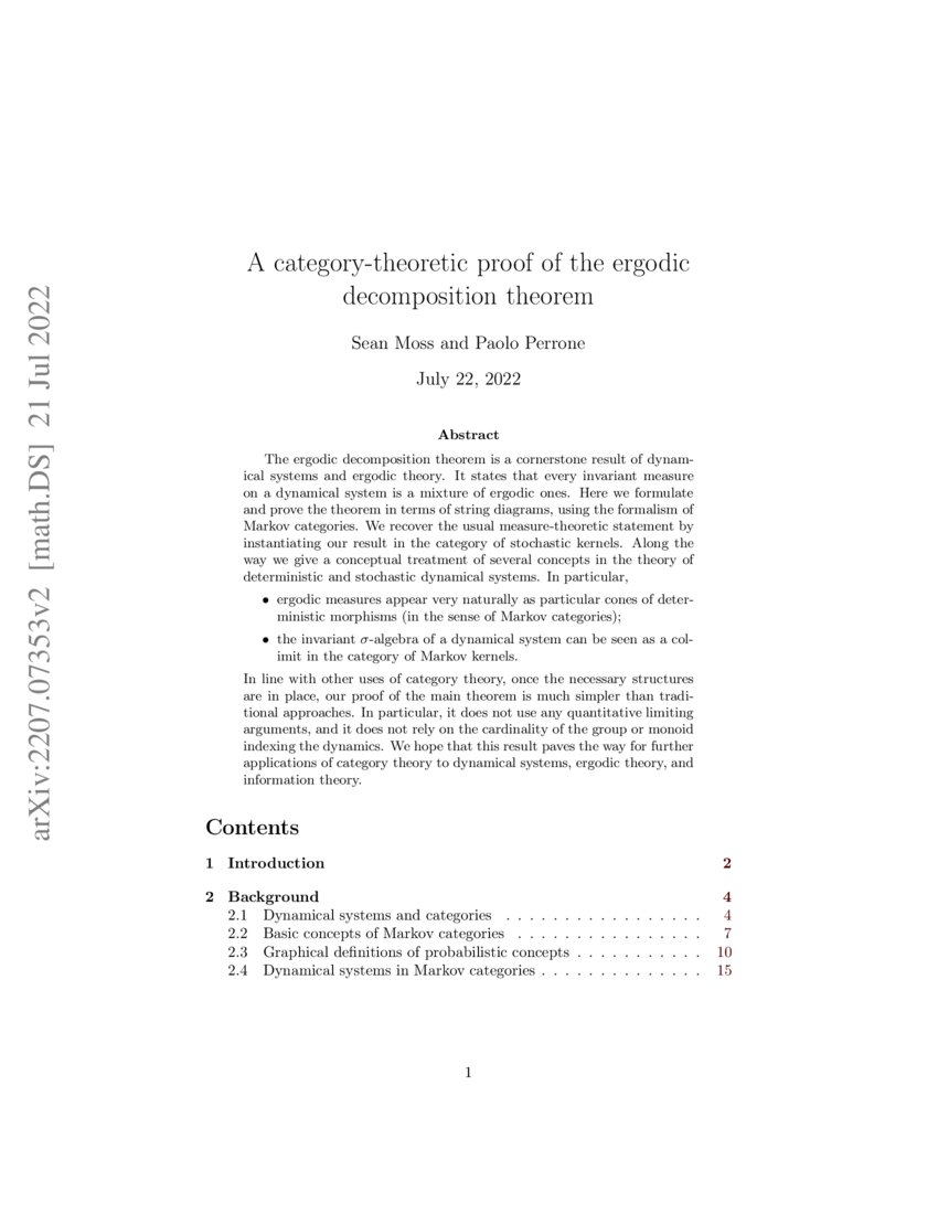 A category-theoretic proof of the ergodic decomposition theorem | DeepAI