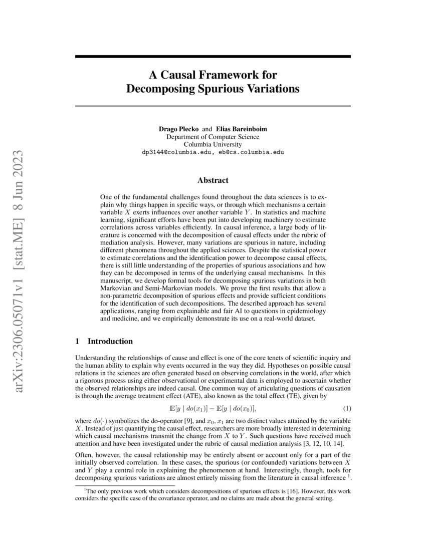 A Causal Framework For Decomposing Spurious Variations Deepai