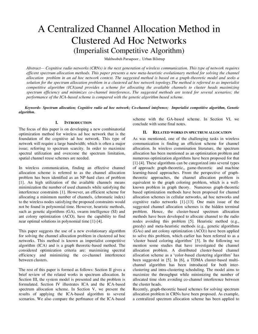 A Centralized Channel Allocation Method in Clustered Ad Hoc Networks ...