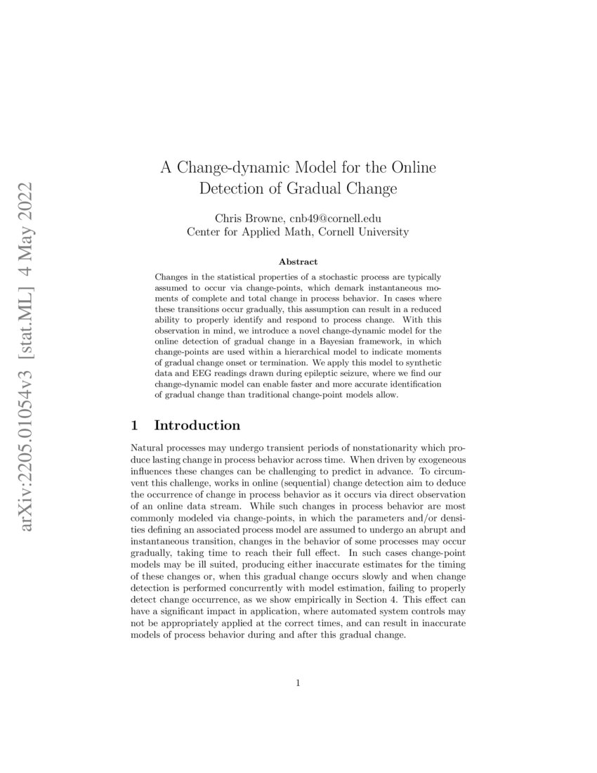 A Change Dynamic Model for the Online Detection of Gradual Change | DeepAI