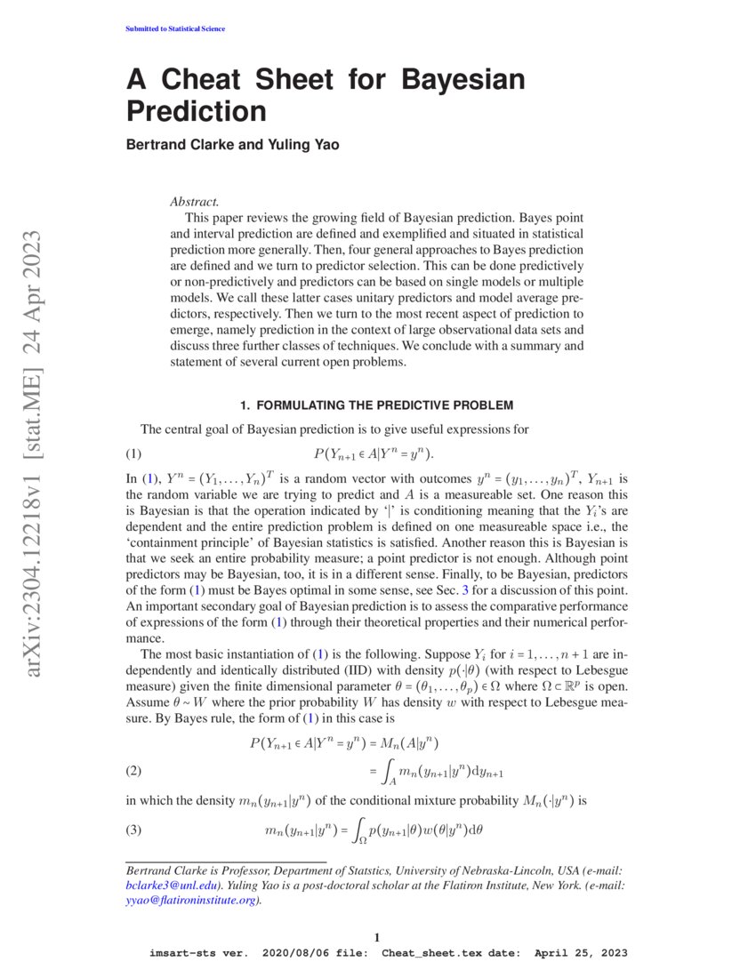 A Cheat Sheet for Bayesian Prediction | DeepAI