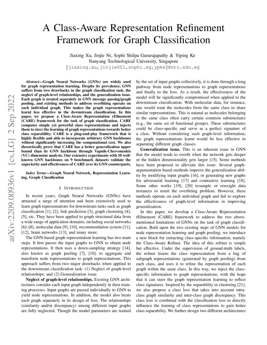 A Class Aware Representation Refinement Framework For Graph Classification Deepai