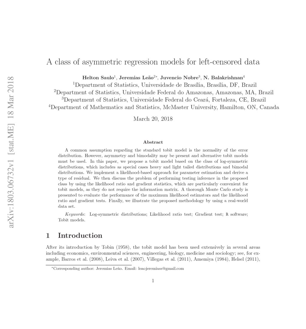 A Class Of Asymmetric Regression Models For Left Censored Data Deepai