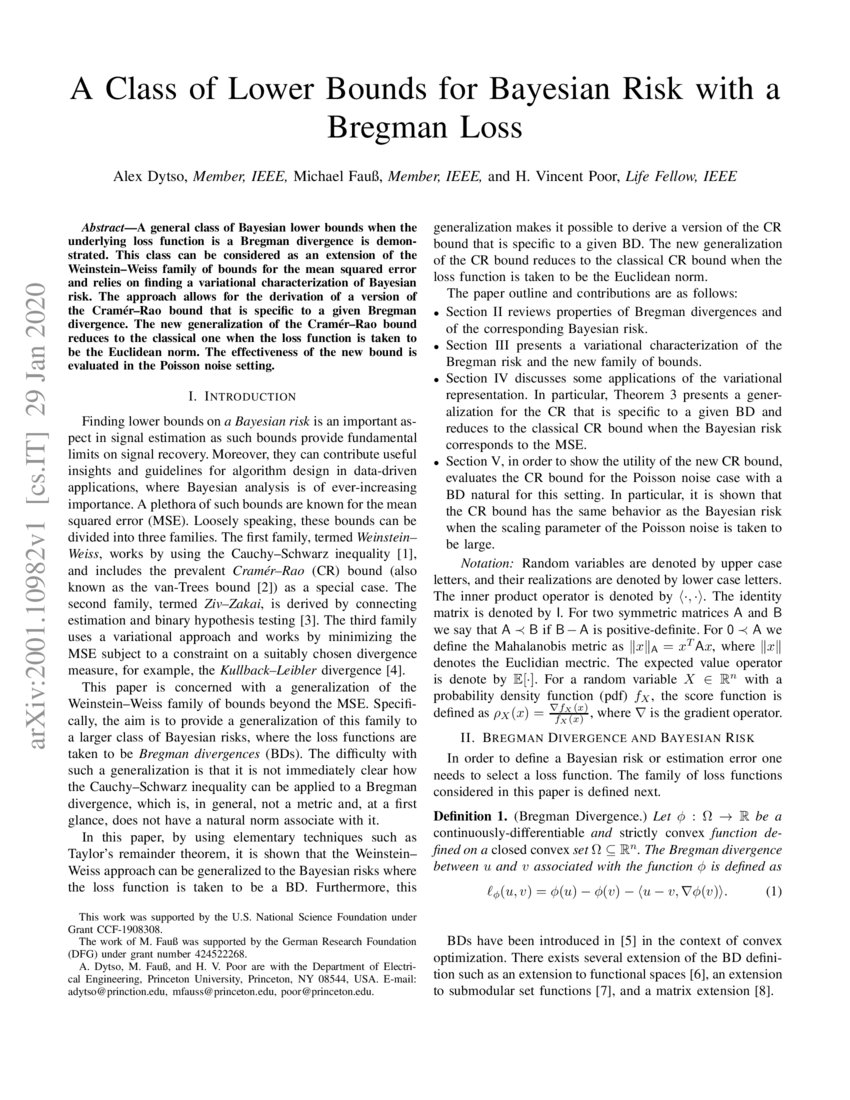 A Class Of Lower Bounds For Bayesian Risk With A Bregman Loss Deepai