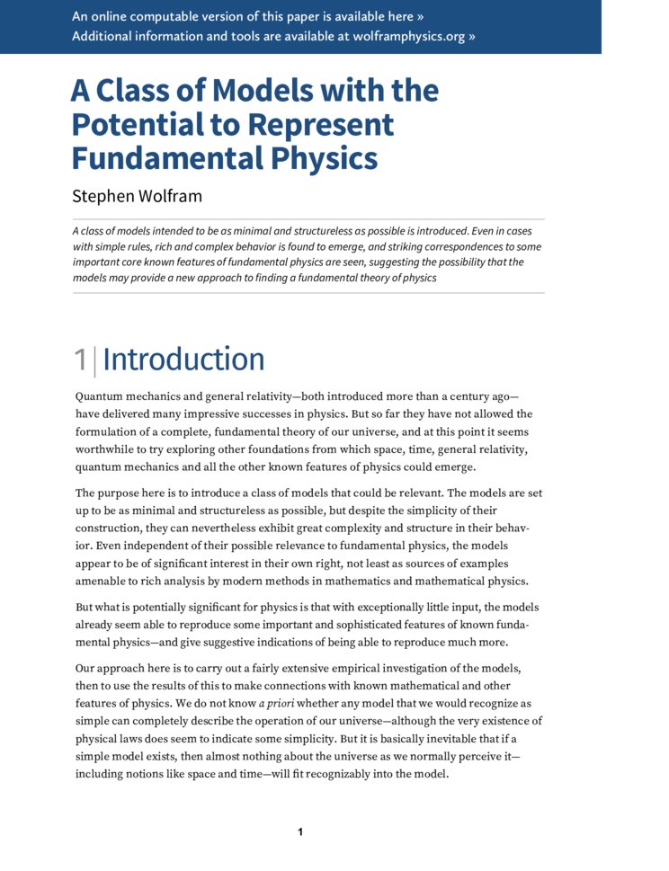 A Class of Models with the Potential to Represent Fundamental Physics ...